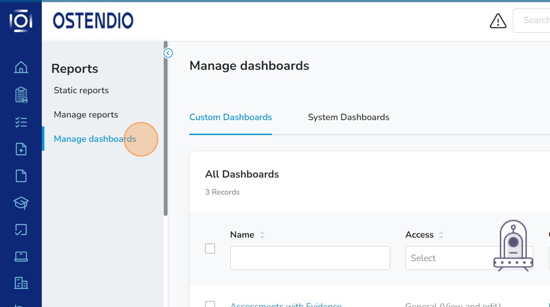 Pinning System Reports and building dashboards in the Ostendio platform